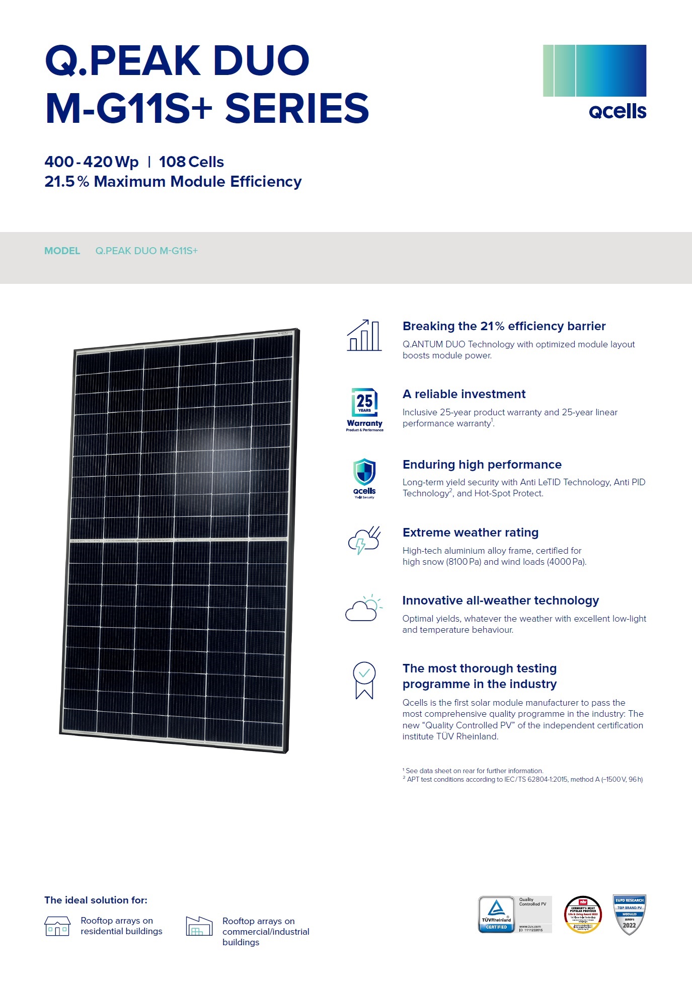 Q-CELLS Q.PEAK DUO M-G11S-PLUS 410W - Seasolar Fotovoltaico