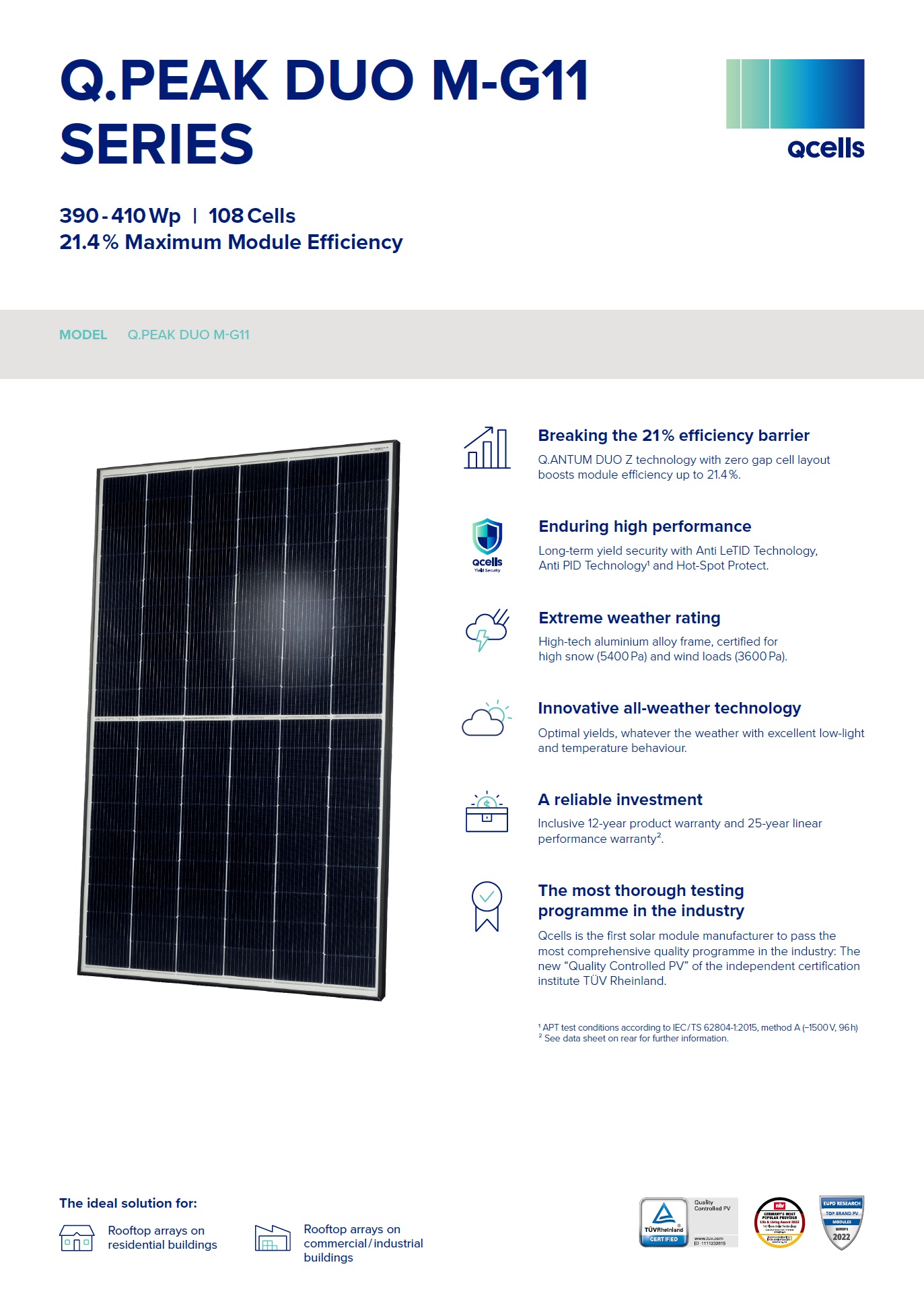 Q-CELLS Q.PEAK DUO M-G11 400W - Seasolar Fotovoltaico